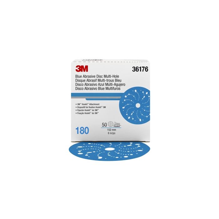 3M™ Hookit™ Blue Abrasive Disc 321U Multi-hole, 36176, 6 in, 180, 50 ...
