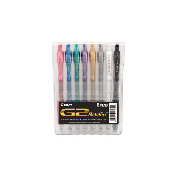 G2 Metallics Gel Pen, Fine 0.7mm, Assorted Colors, 8-Pack