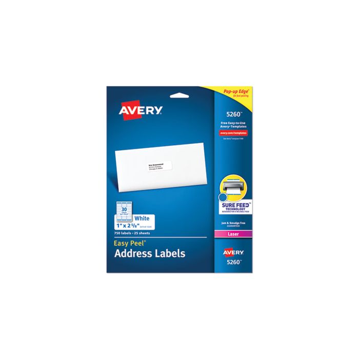 Easy Peel White Address Labels 1x2.63 Laser - 25 Sheets