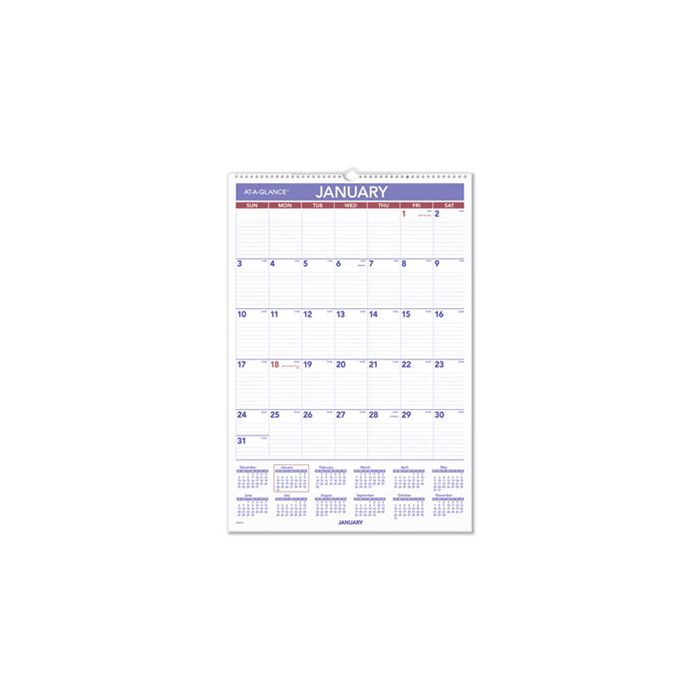 Erasable Wall Calendar, 15.5 x 22.75, White Sheets, 12-Month (Jan to ...