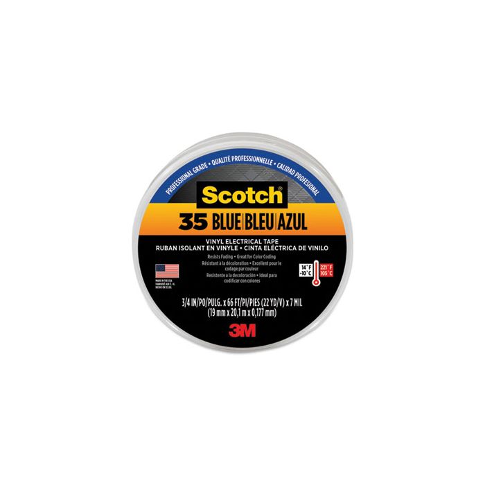 Blue Scotch 35 Vinyl Electrical Color Coding Tape