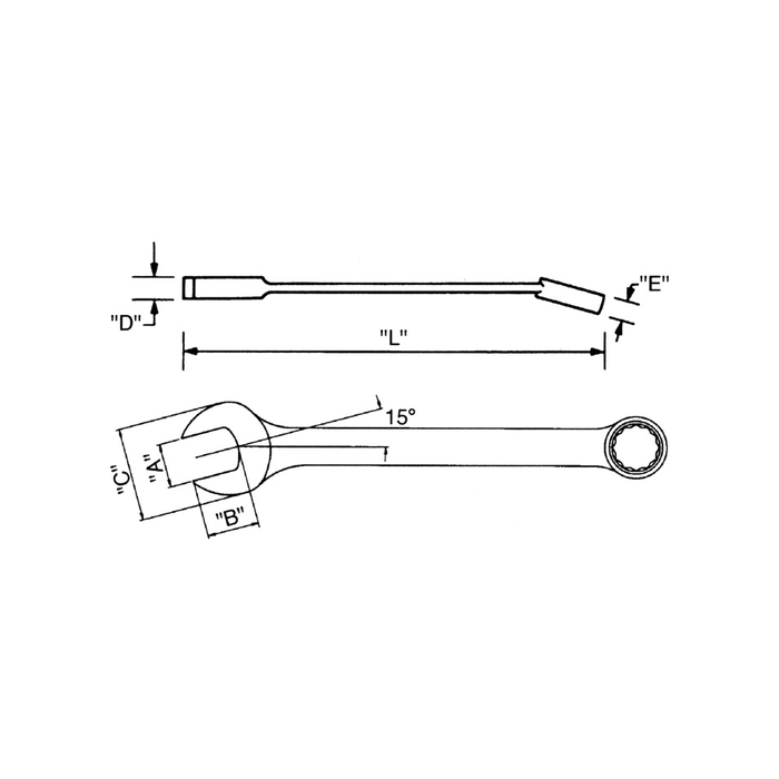 Wright Tool 12 Pt. Flat Stem, Satin Finish, 20mm 11-20MM