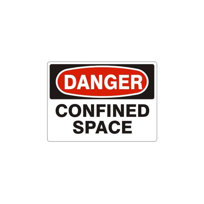 Confined Space Danger Sign - Self-Adhesive Vinyl Warning